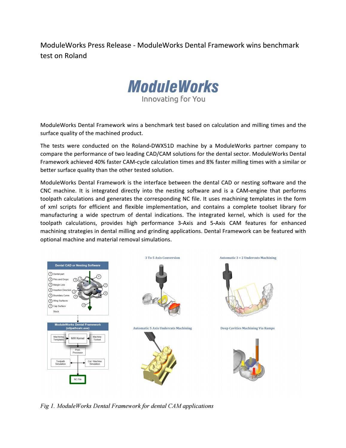 ModuleWorks Press Release - ModuleWorks Dental Rramework wins benchmark ...