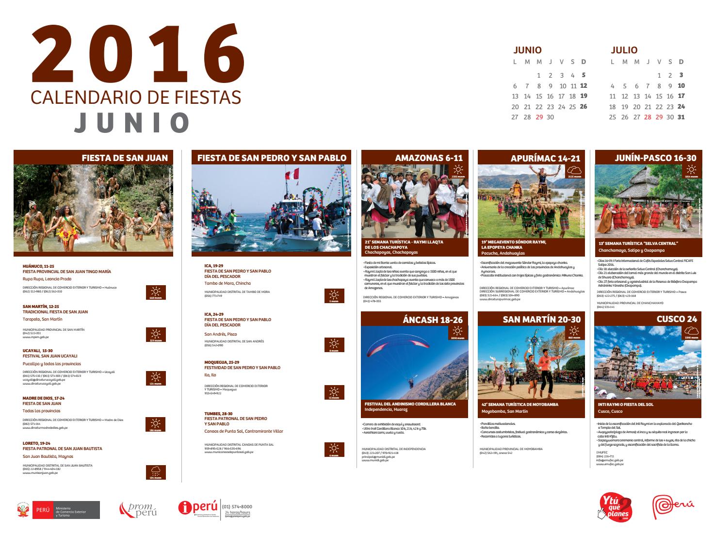 Calendario de fiestas Perú - Junio 2016 by Visit Peru - Issuu