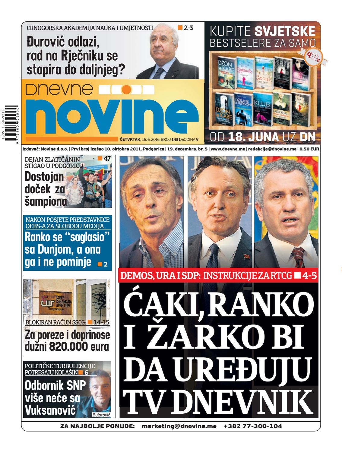 Dnevne novine 16. jun 2016. by Dnevne Novine - Issuu