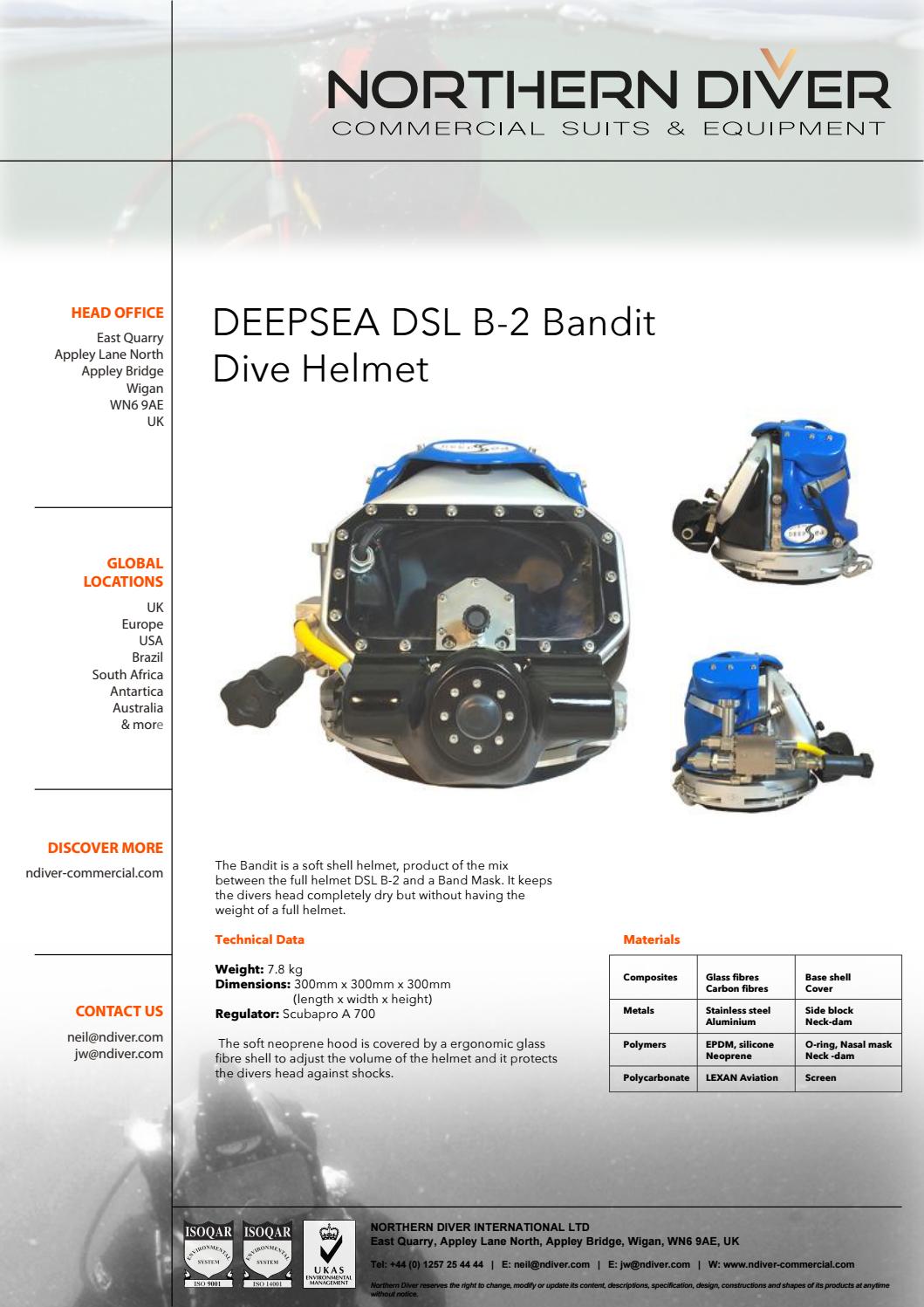 Bandit dive helmet datasheet by Northern Diver UK - Issuu