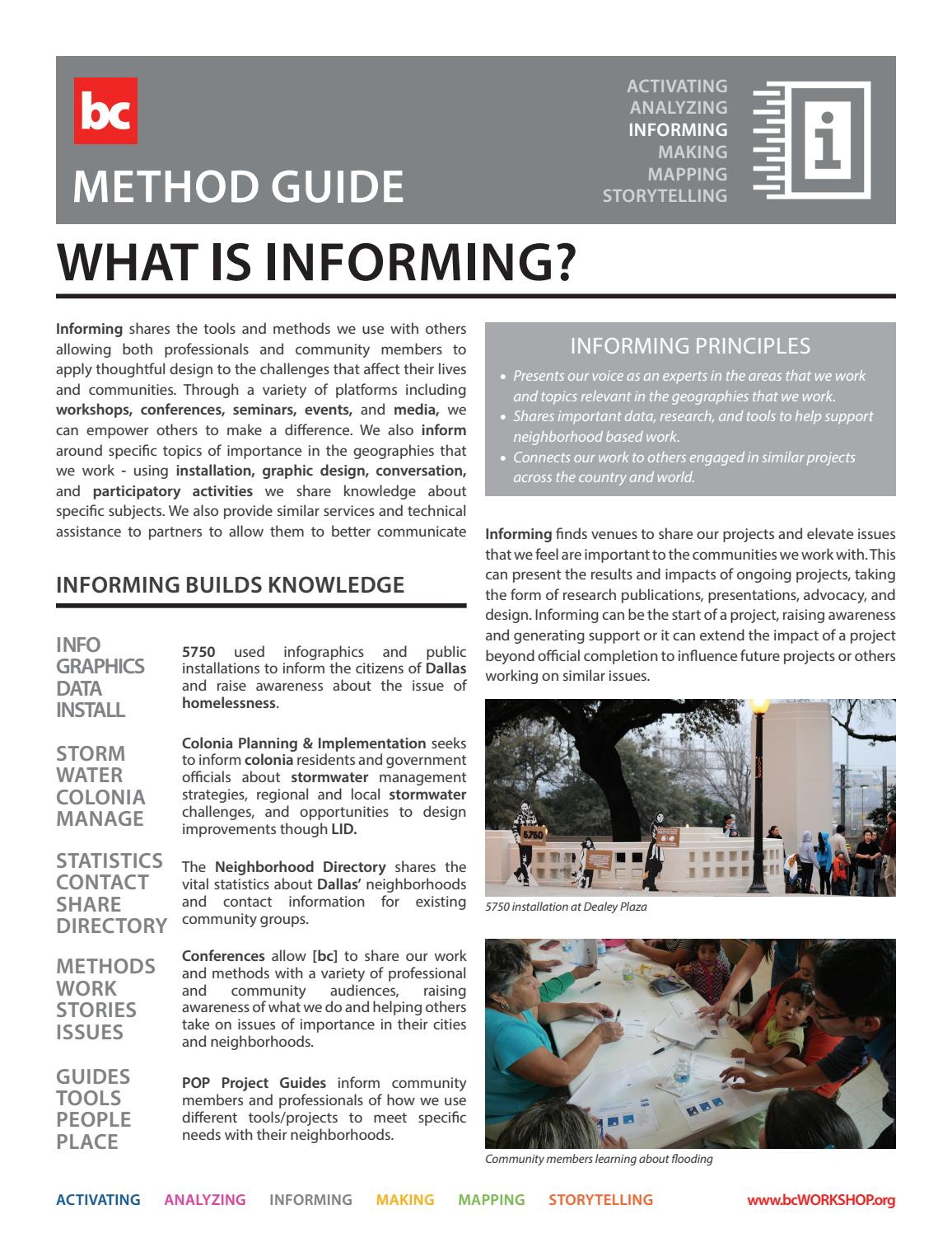 Method Guide: Informing by buildingcommunityWORKSHOP - Issuu
