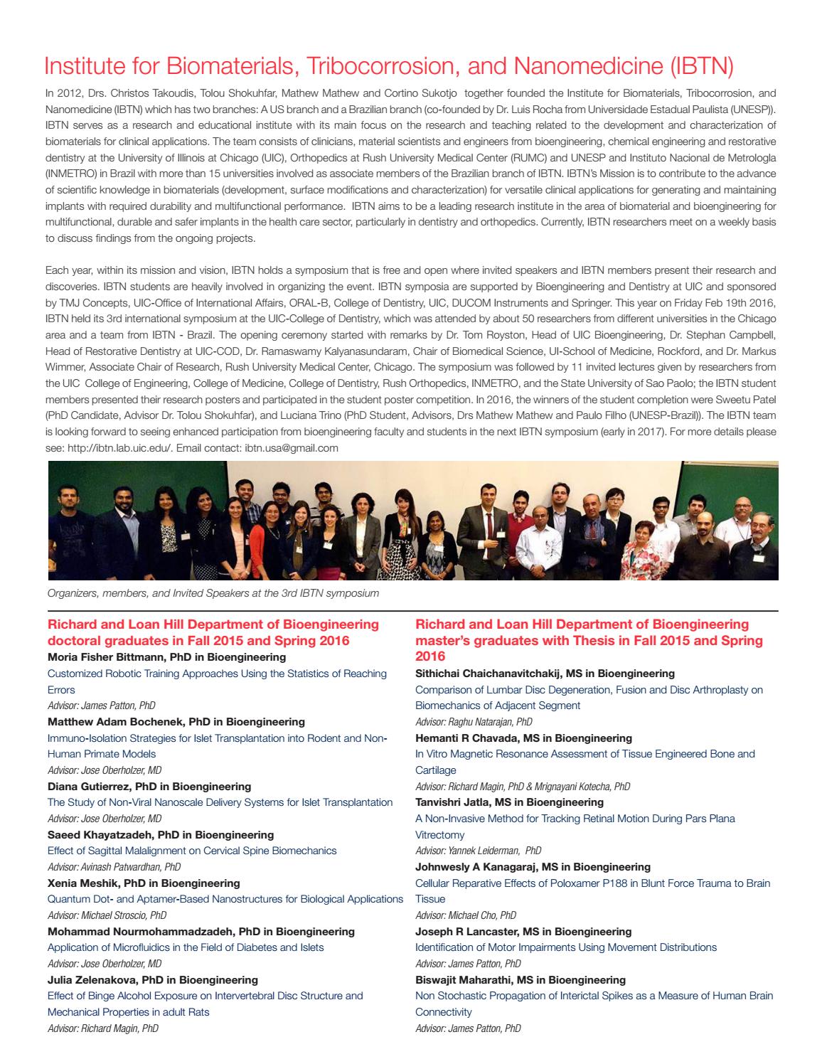 UIC Bioengineering Spring 2016 Newsletter by UIC College of Engineering ...
