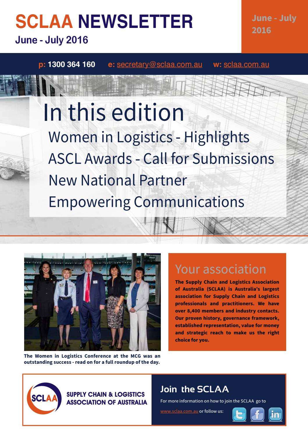 SCLAA June July 2016 Newsletter by Supply Chain & Logistics Association ...