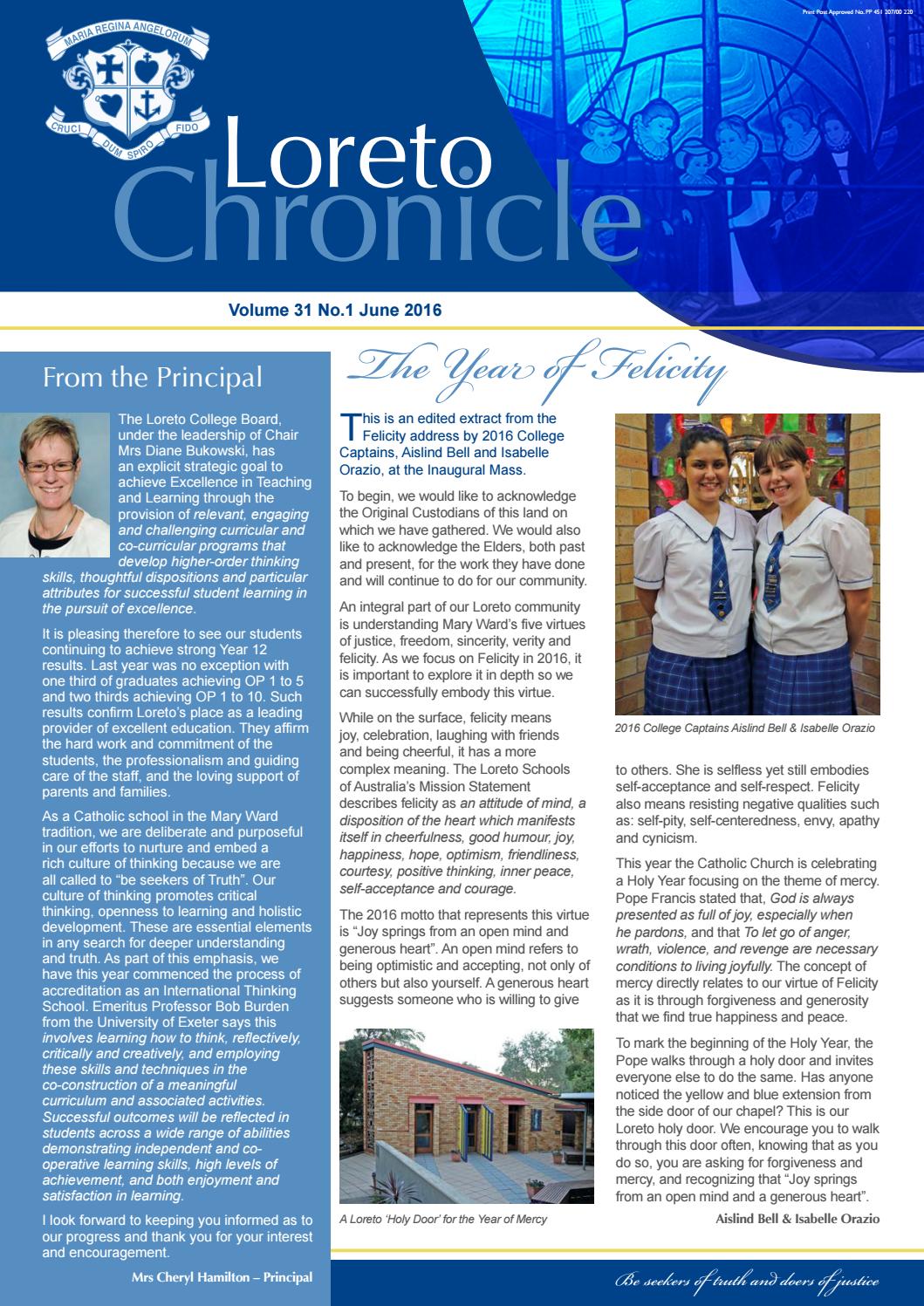 Loreto College Chronicle June 2016 by Loreto College Coorparoo - Issuu