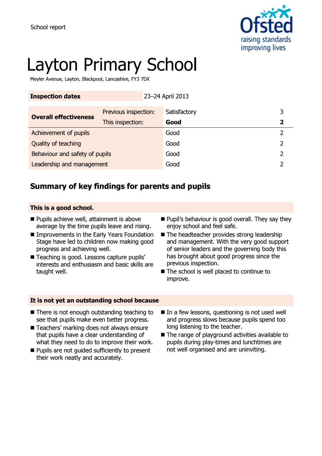 Ofsted Report 2013 by Schudio - Issuu