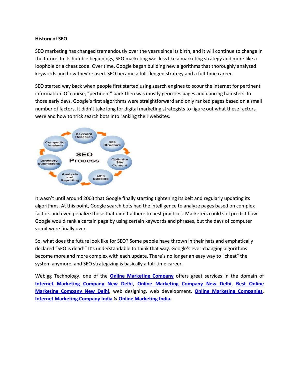 History of seo by Online Marketing Company - Issuu