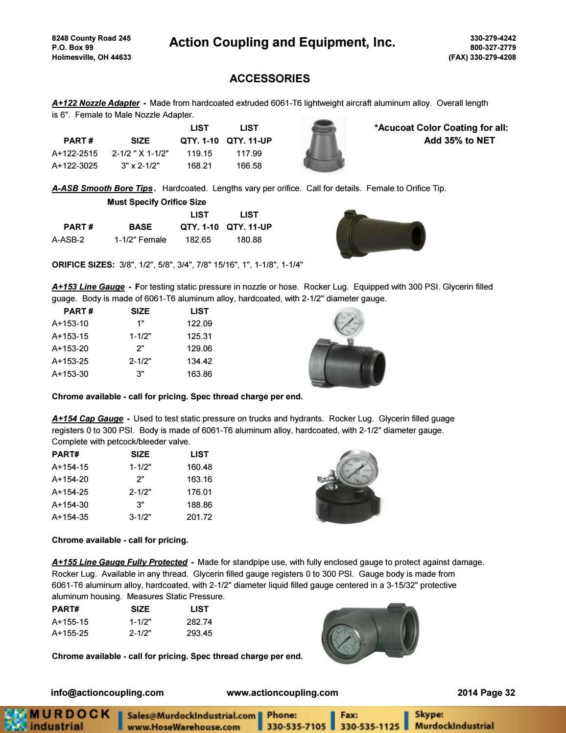 Action coupling catalog fire hydrant adapters storz aluminum brass ...