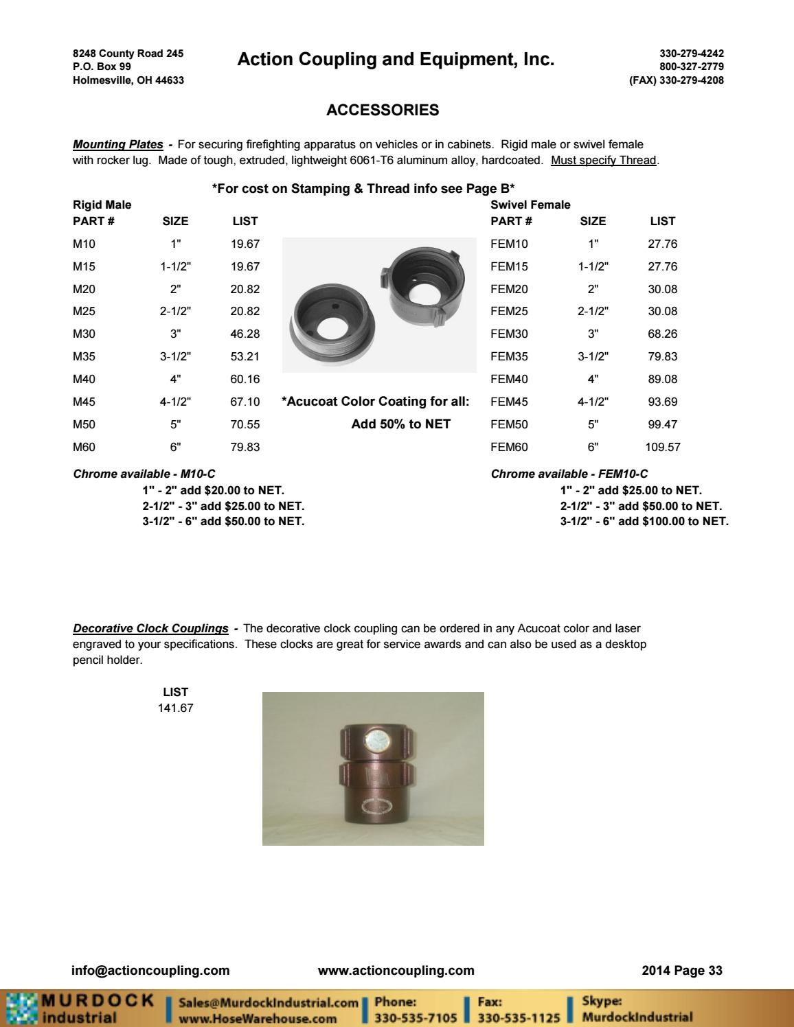 Action coupling catalog fire hydrant adapters storz aluminum brass ...