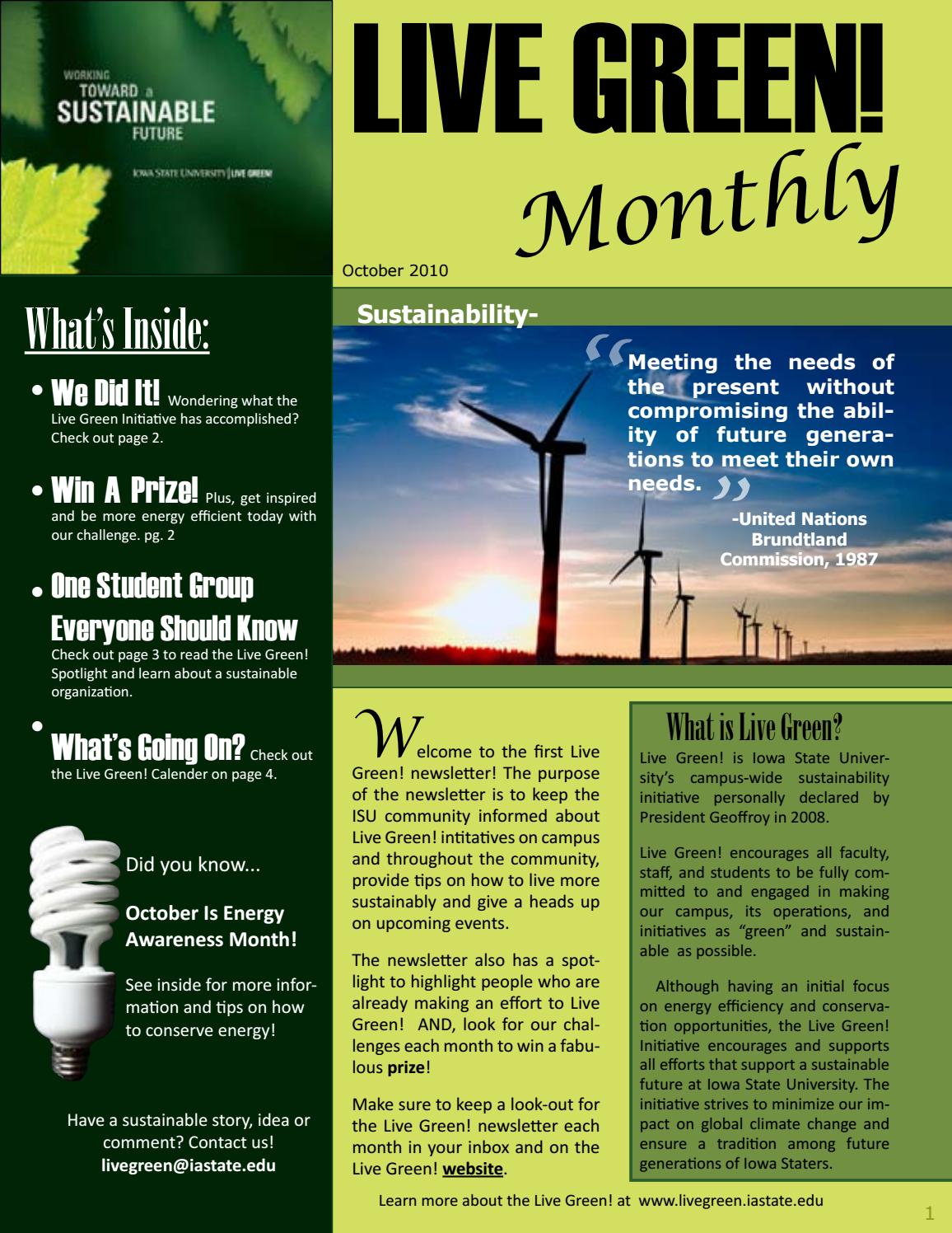 Live Green! Newsletters 2010-11 by ISU Live Green! - Issuu
