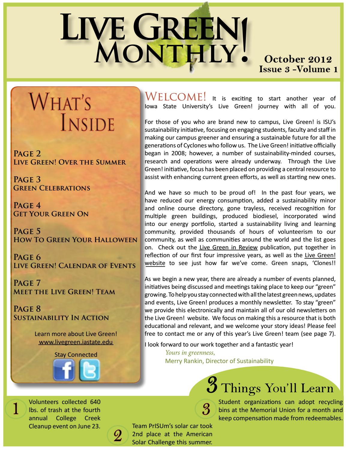 Live Green! Newsletters 2012-13 by ISU Live Green! - Issuu