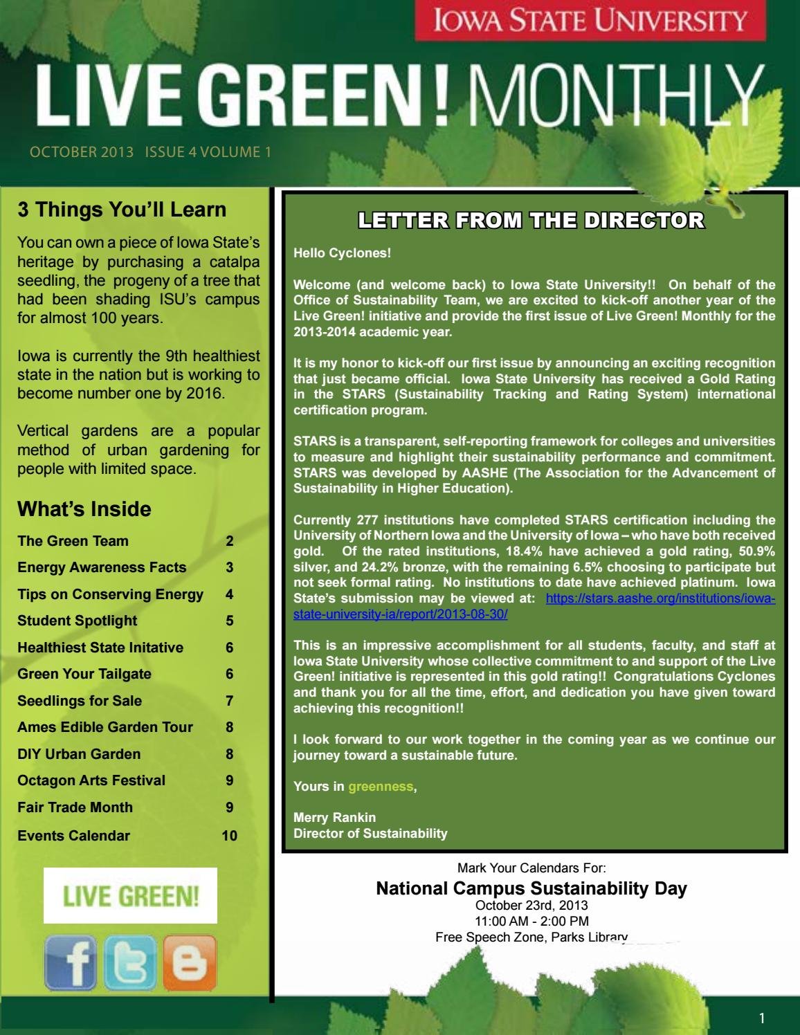 Live Green! Newsletters 2013-14 by ISU Live Green! - Issuu