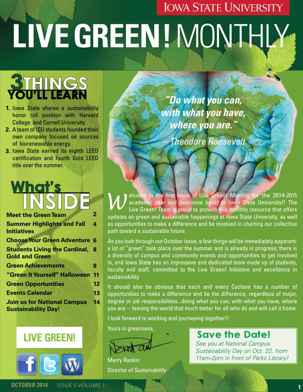 Live Green! Newsletters 2014-15 by ISU Live Green! - Issuu
