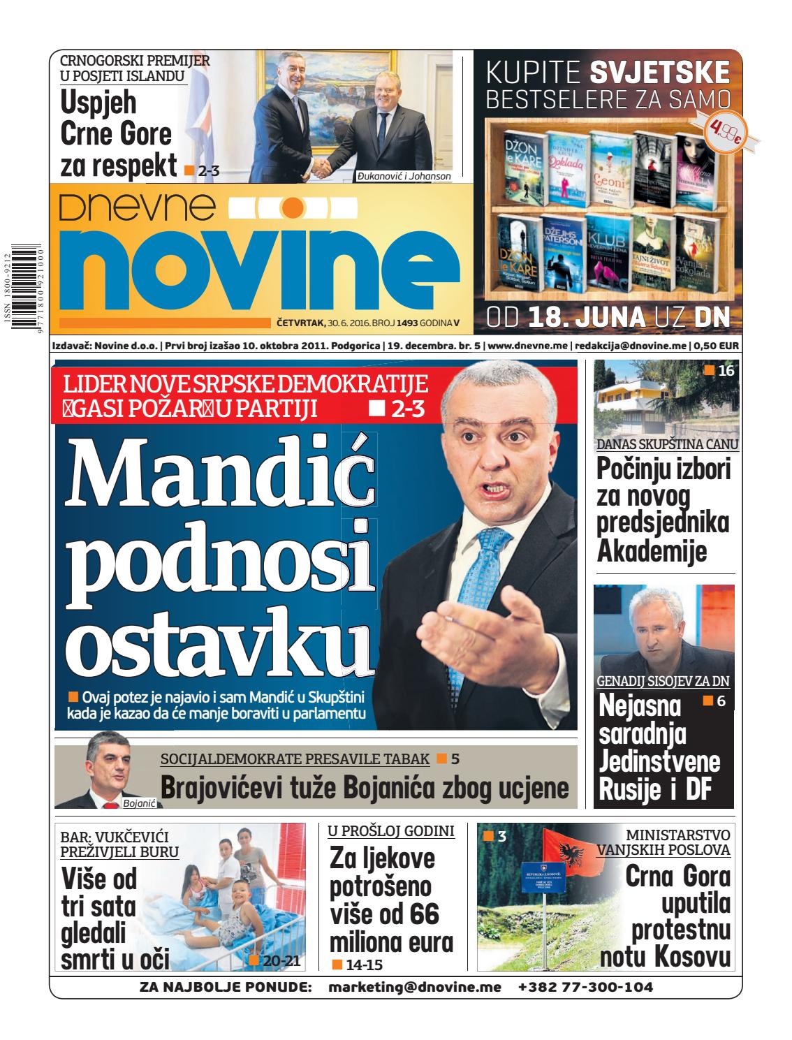 Dnevne novine 30. jun 2016. by Dnevne Novine - Issuu