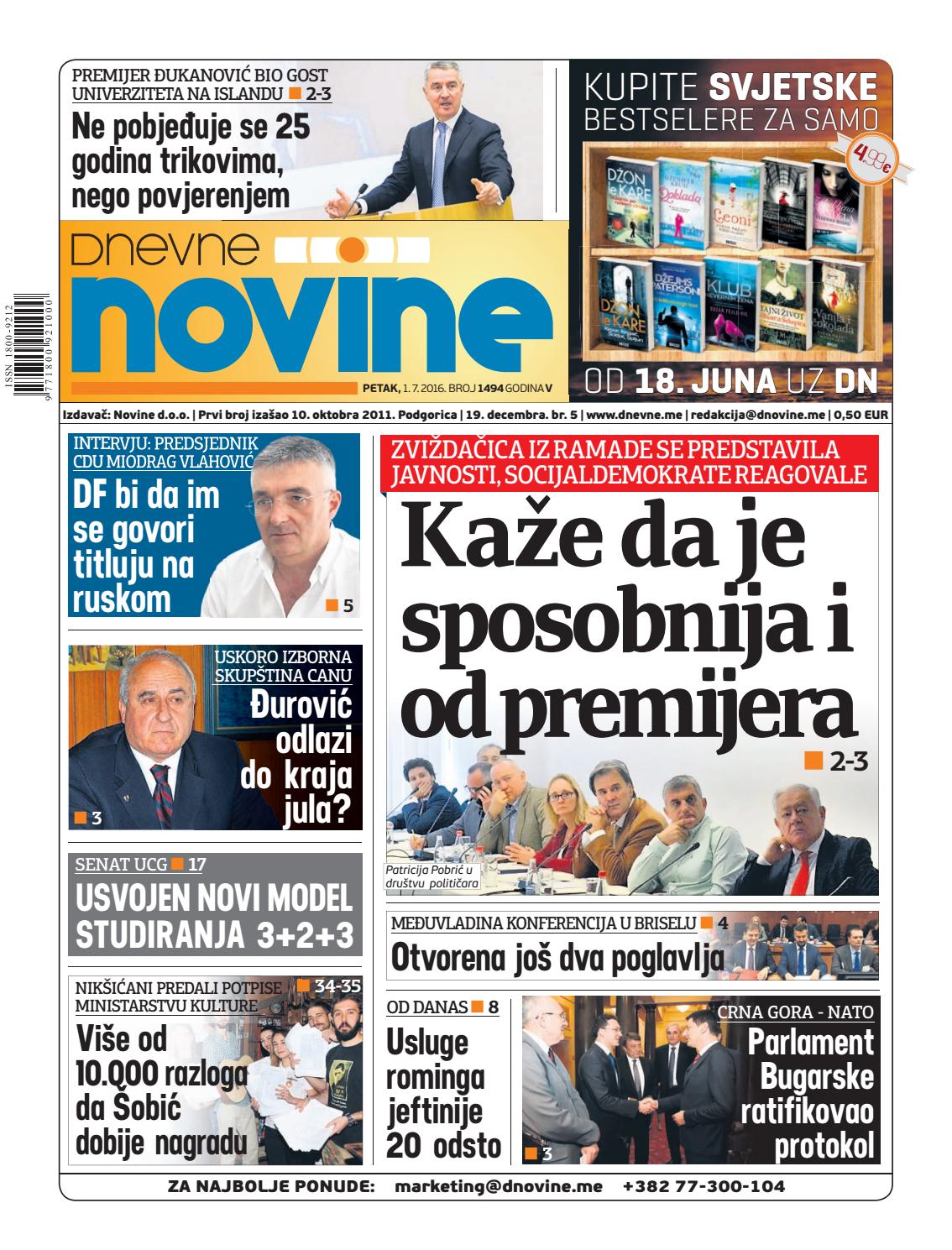 Dnevne novine 1. jul 2016. by Dnevne Novine - Issuu