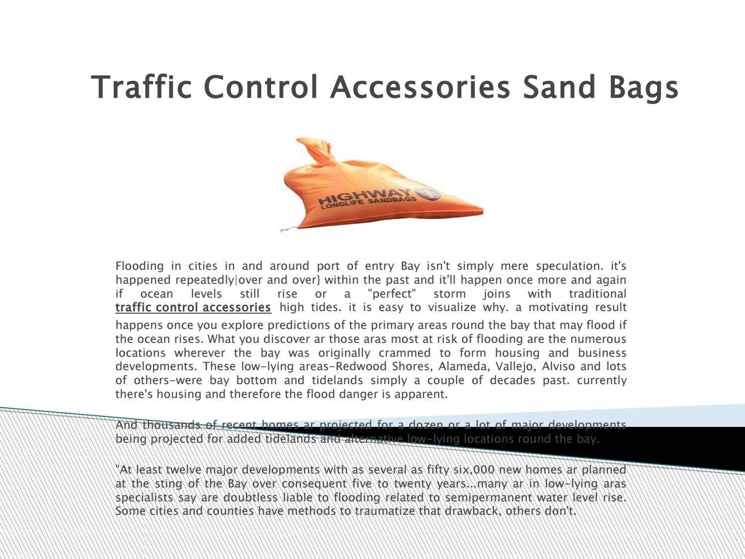 Traffic control accessories sand bags by Sandra Johnson - Issuu