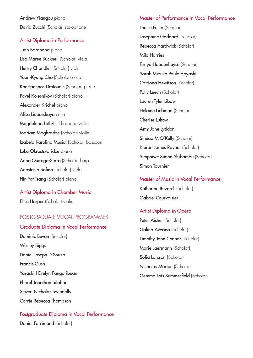 RCM Graduation Programme 2016 by Royal College of Music - Issuu