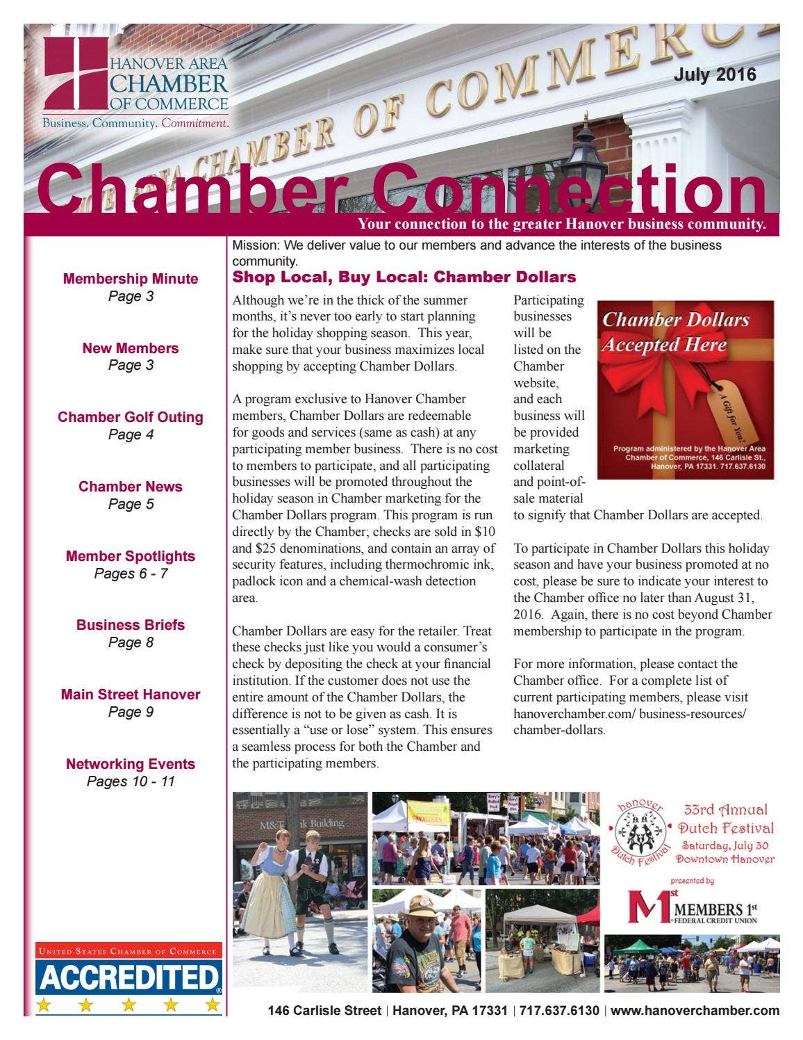 Chamber Connection July 2016 by Hanover Area Chamber of Commerce - Issuu