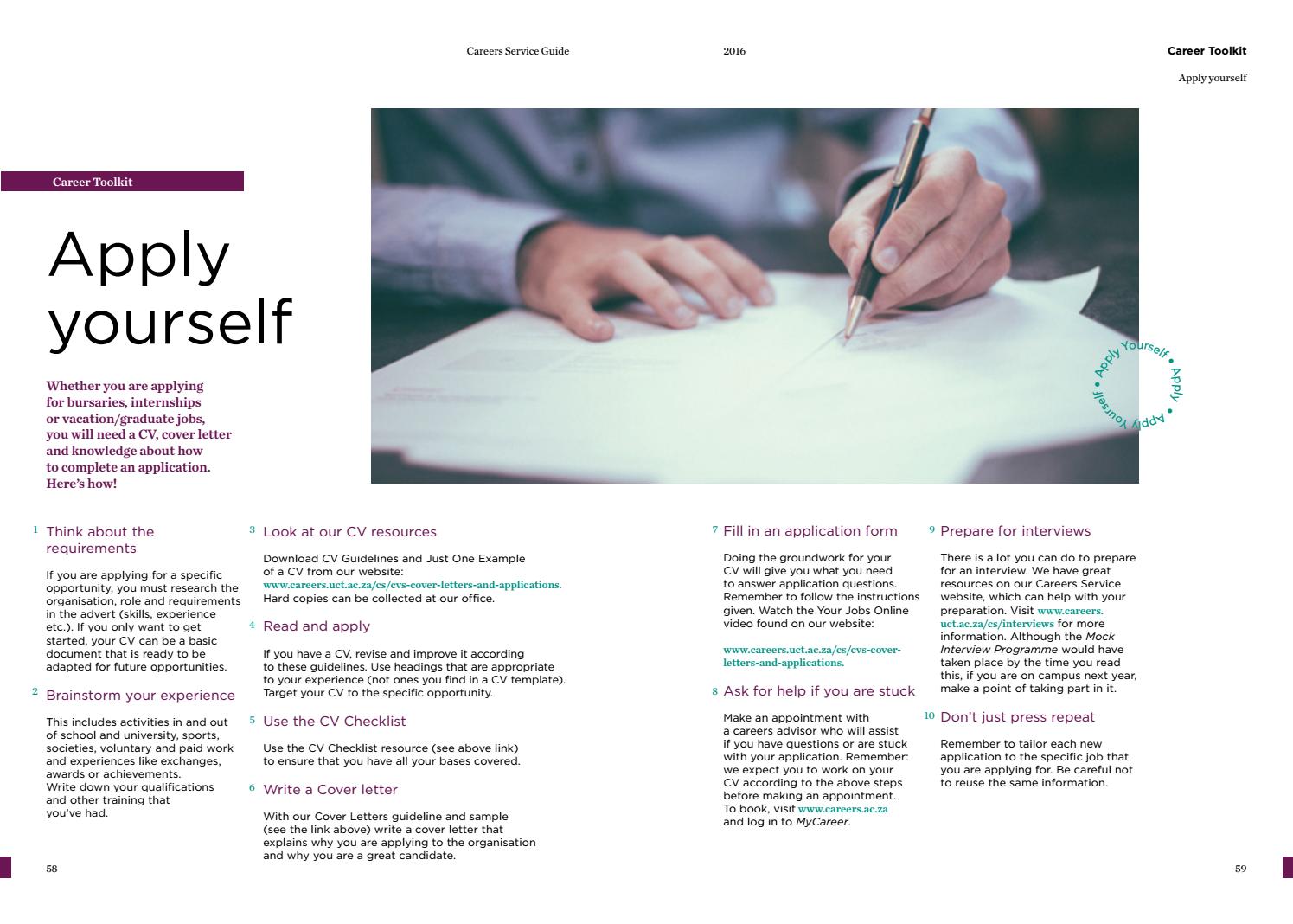 Cs guide 2016 cv cover letters applications by UCT Careers - Issuu
