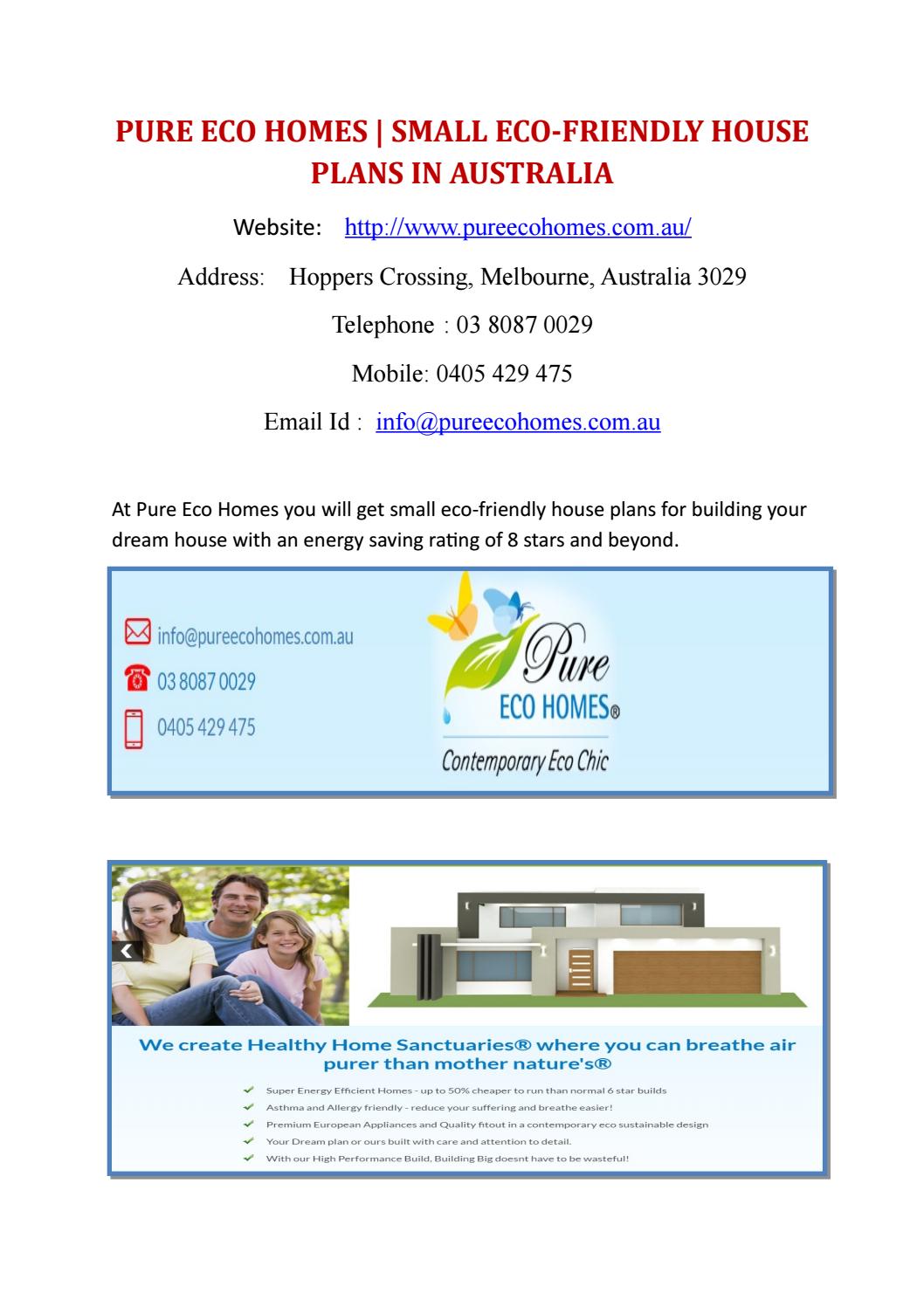 Small Eco-Friendly House Plans for Healthy Living by Pure Eco Homes - Issuu