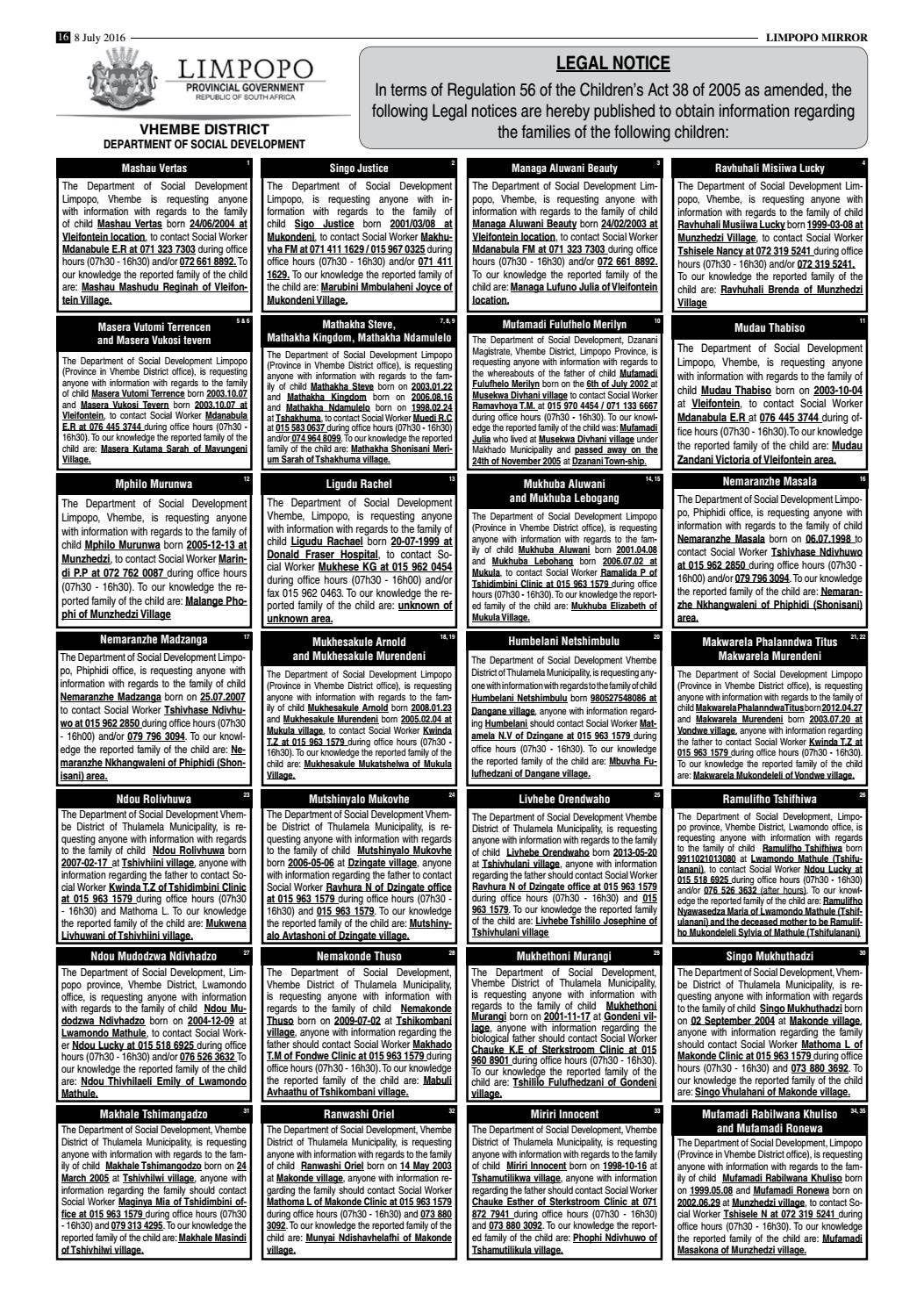 08 July 2016 - Limpopo Mirror by Zoutnet - Issuu