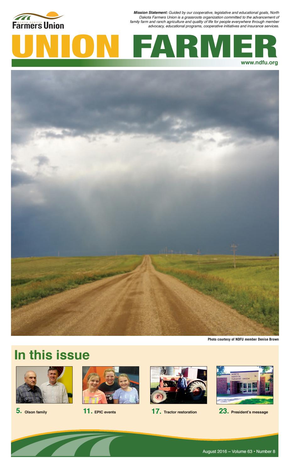 August Union Farmer 2016 by North Dakota Farmers Union - Issuu