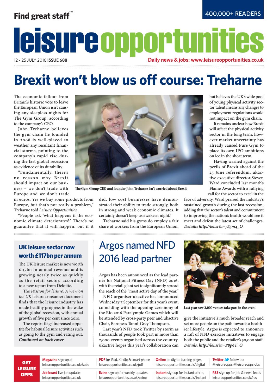 Leisure Opportunities 12th July 2016 Issue 688 by Leisure Media - Issuu