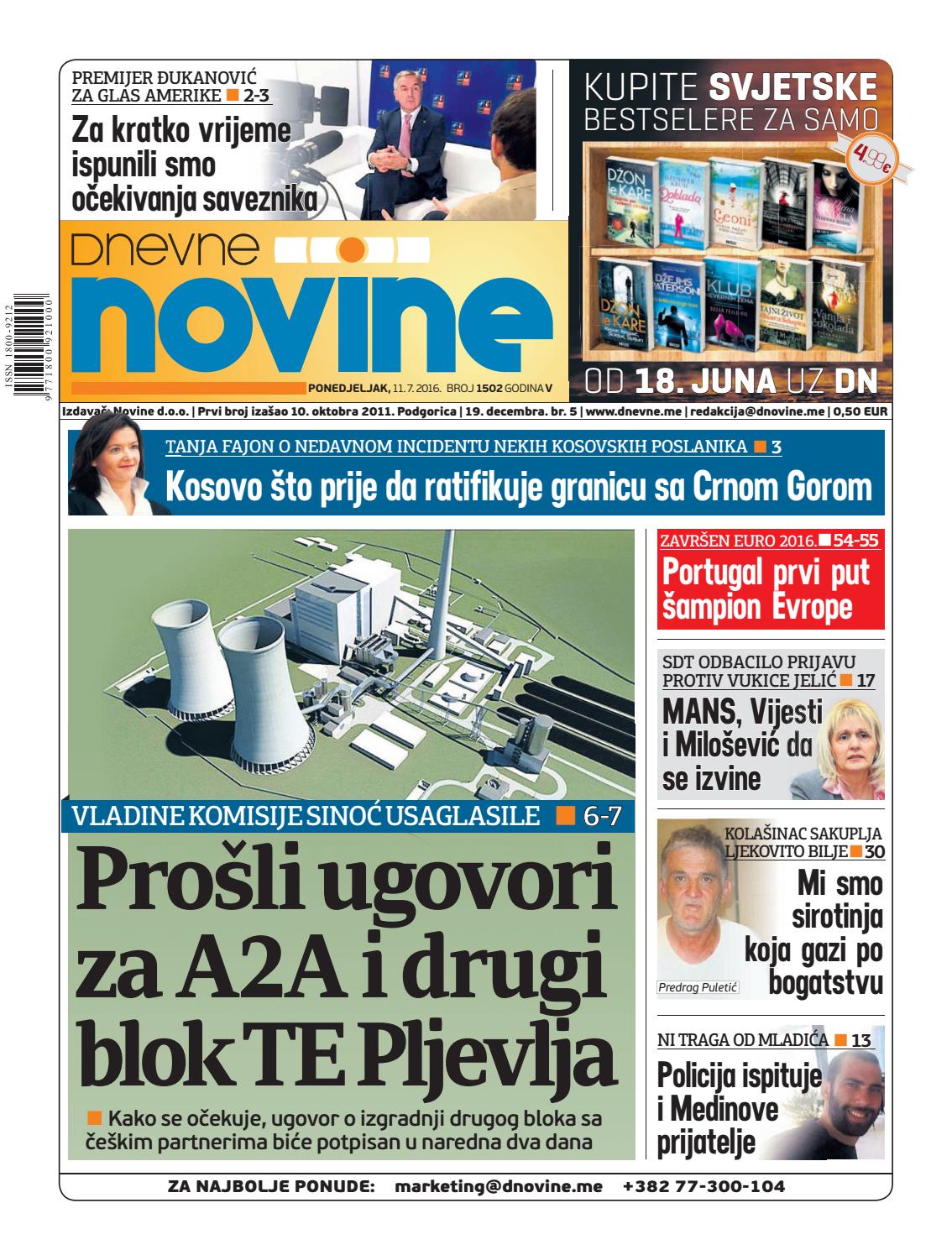 Dnevne novine 11. jul 2016. by Dnevne Novine - Issuu