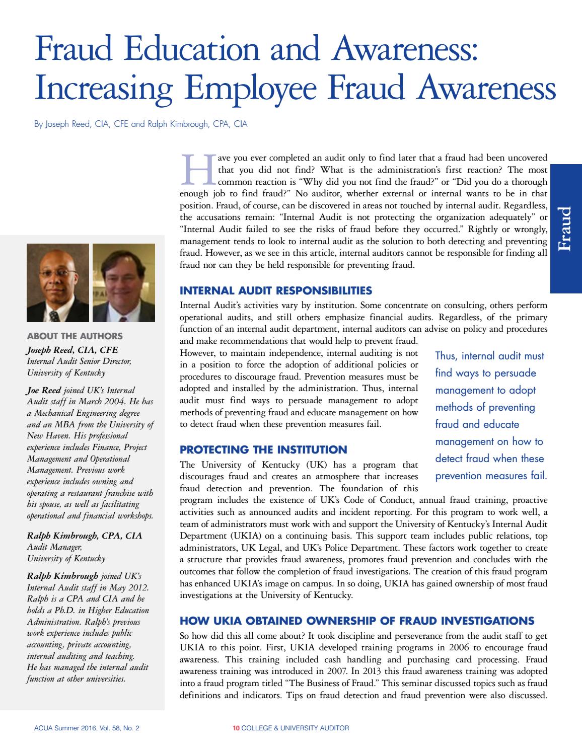 "Fraud Education and Awareness: Increasing Employee Fraud Awareness ...