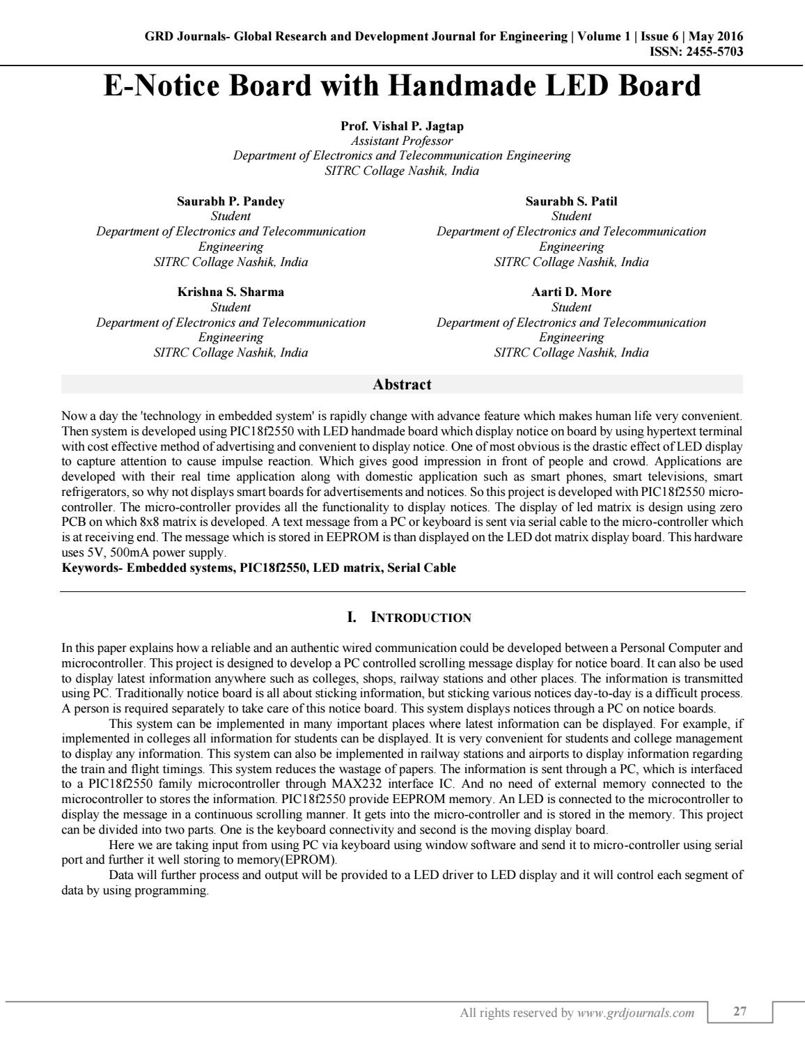 E-Notice Board With Handmade LED Board by GRD Journals - Issuu