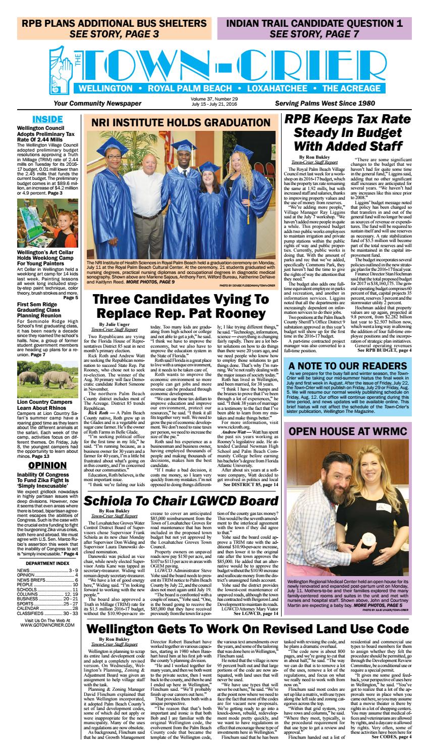 Town-Crier Newspaper July 15, 2016 by Wellington The Magazine LLC - Issuu