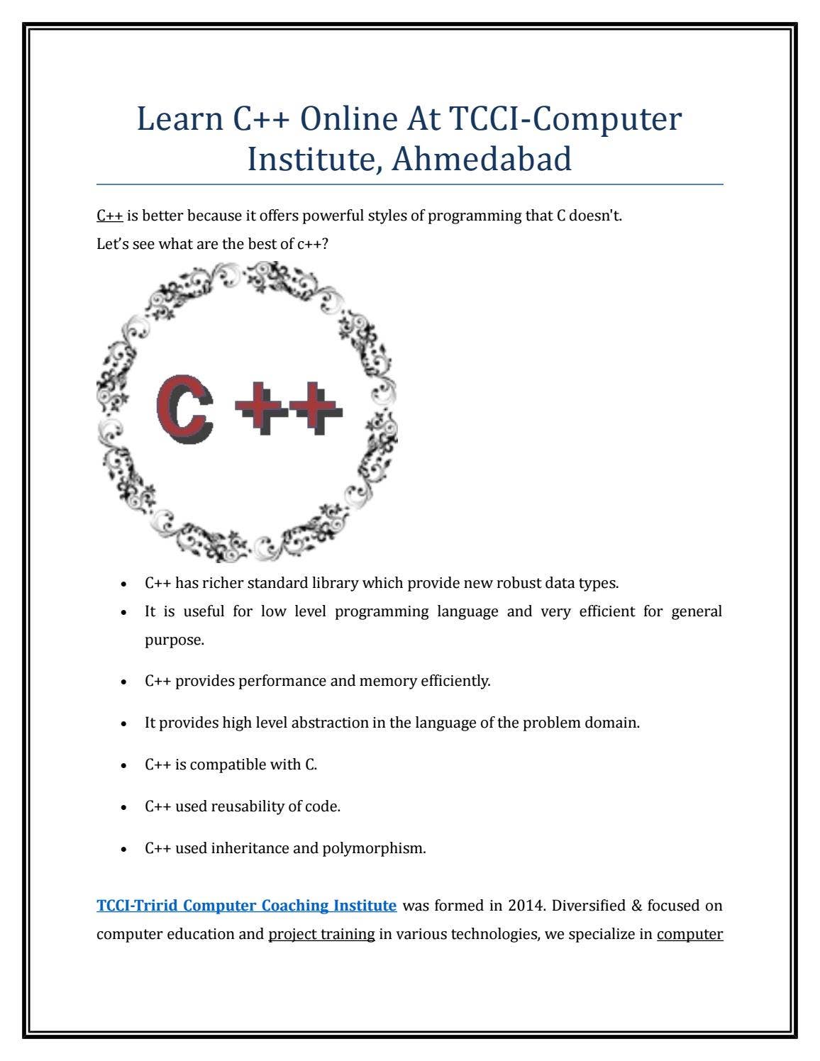 Learn c online at tcci computer institute,ahmedabad by Rosario Riley ...
