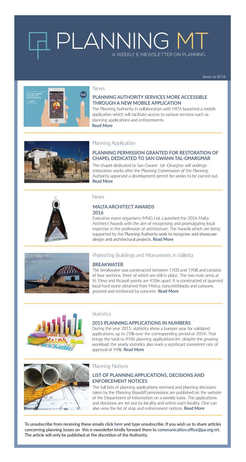 PlanningMT e-Newsletter 8/16 by Planning Authority - Issuu