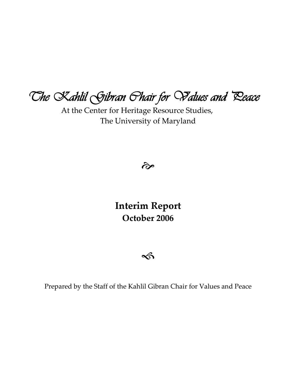 Gibran Chair 2006 Interim Report by College of Behavioral & Social ...