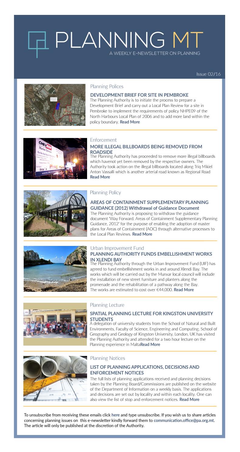 PlanningMT e-Newsletter 2/16 by Planning Authority - Issuu