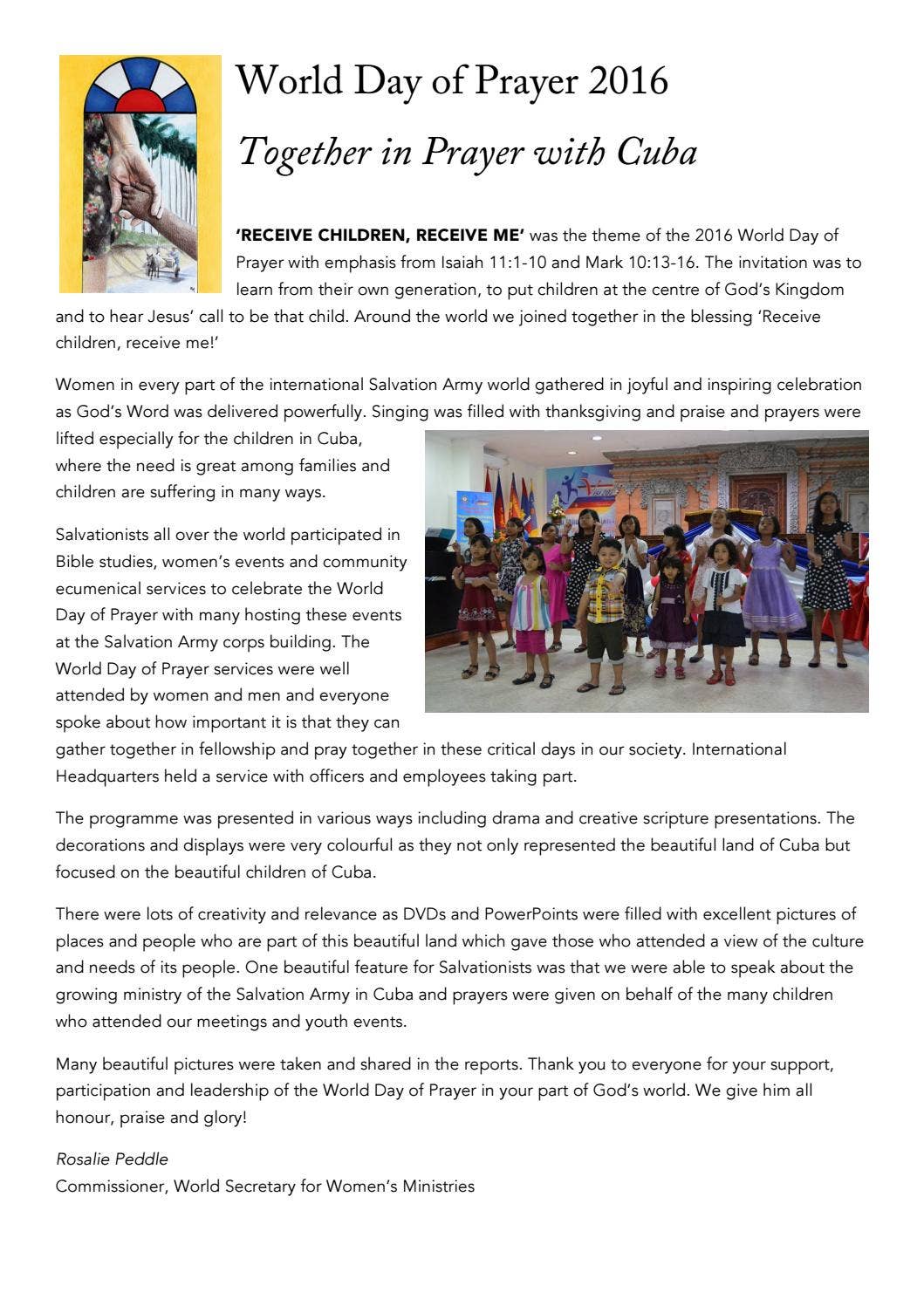 World Day of Prayer 2016: Together in Prayer with Cuba by Salvation ...