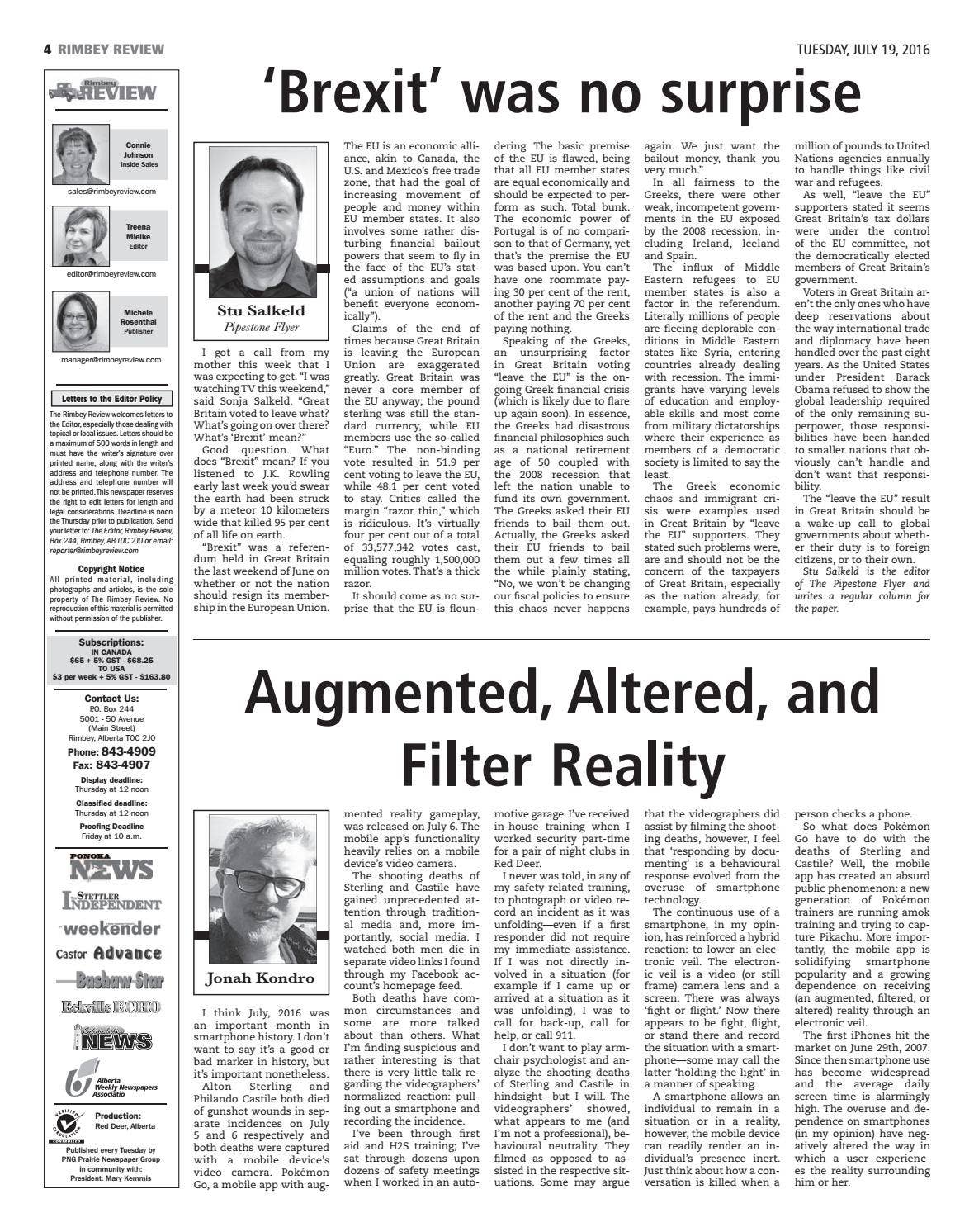 Rimbey Review, July 19, 2016 by Black Press Media Group - Issuu