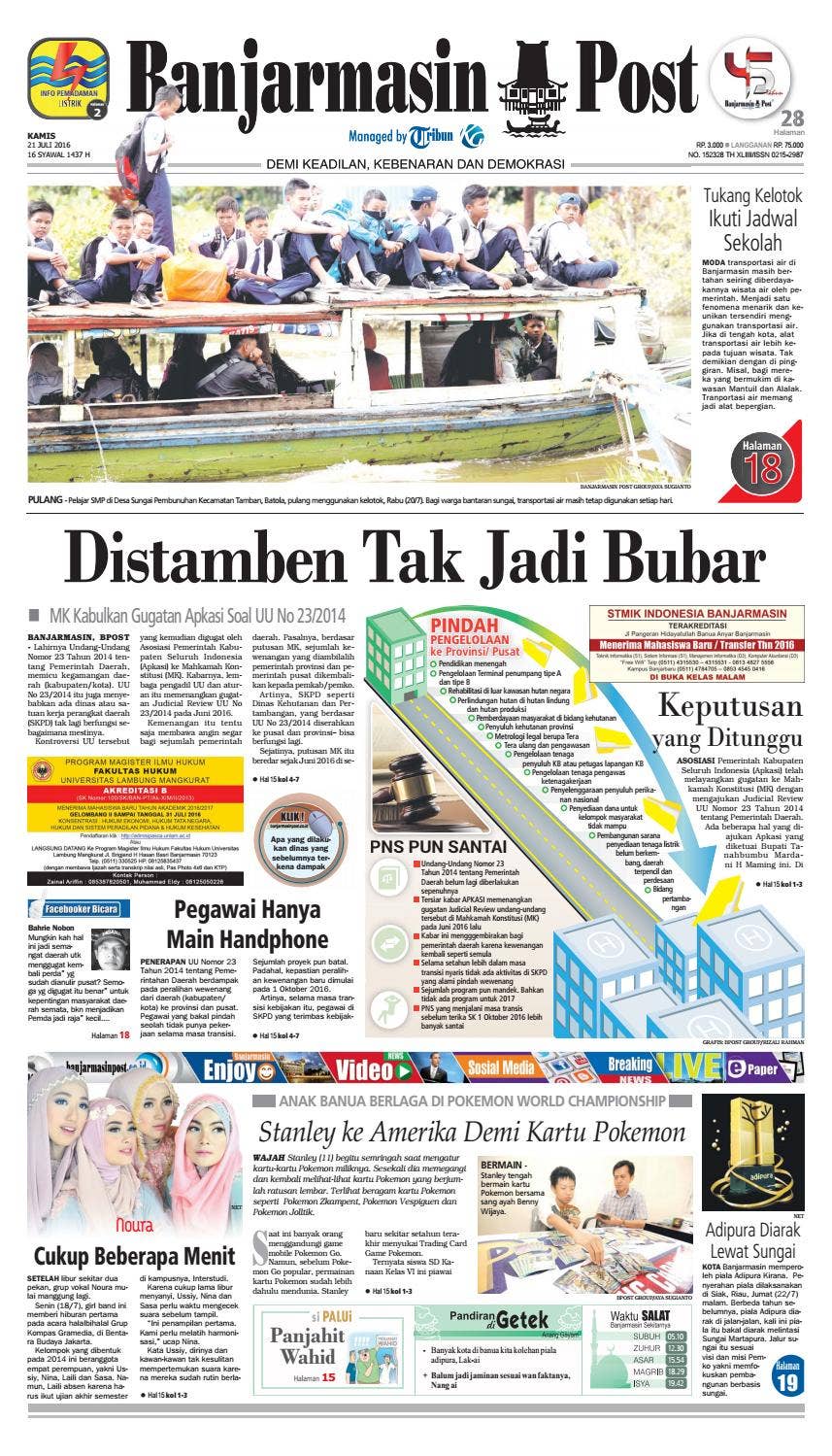 Banjarmasin Post Kamis 21 Juli 2016 by Banjarmasin Post - Issuu