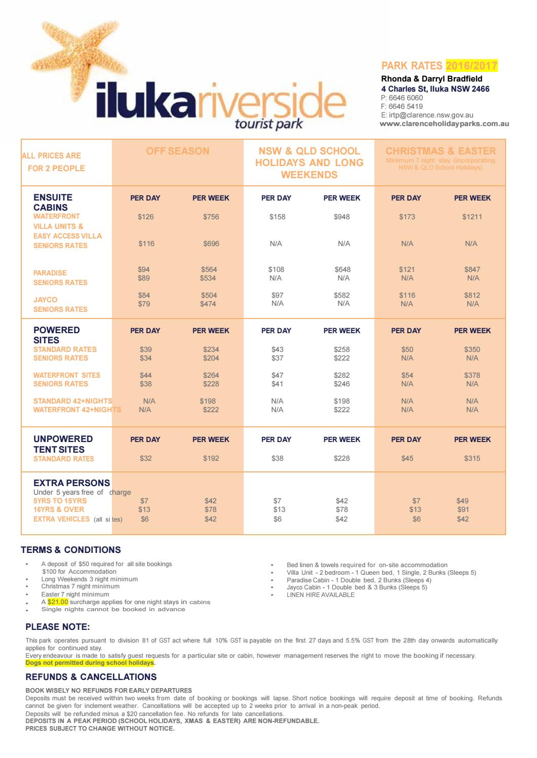 Iluka Riverside Tourist Park Rates by Clarence Valley Council - Issuu