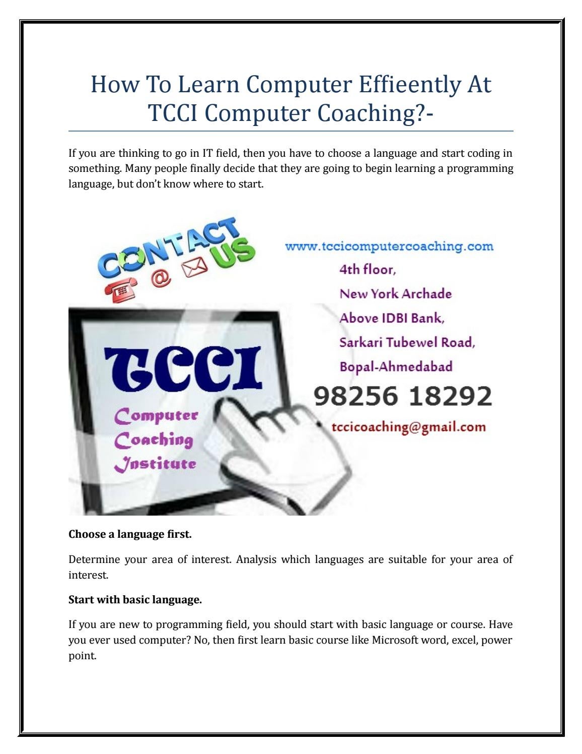 How to learn computer effieently at tcci computer coaching by Rosario ...