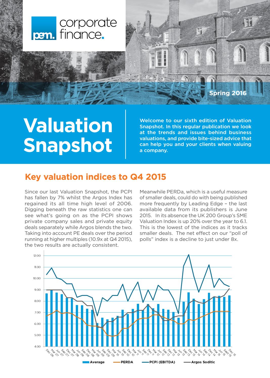 Valuation Snapshot - Spring 2016 by PEM Corporate Finance - Issuu