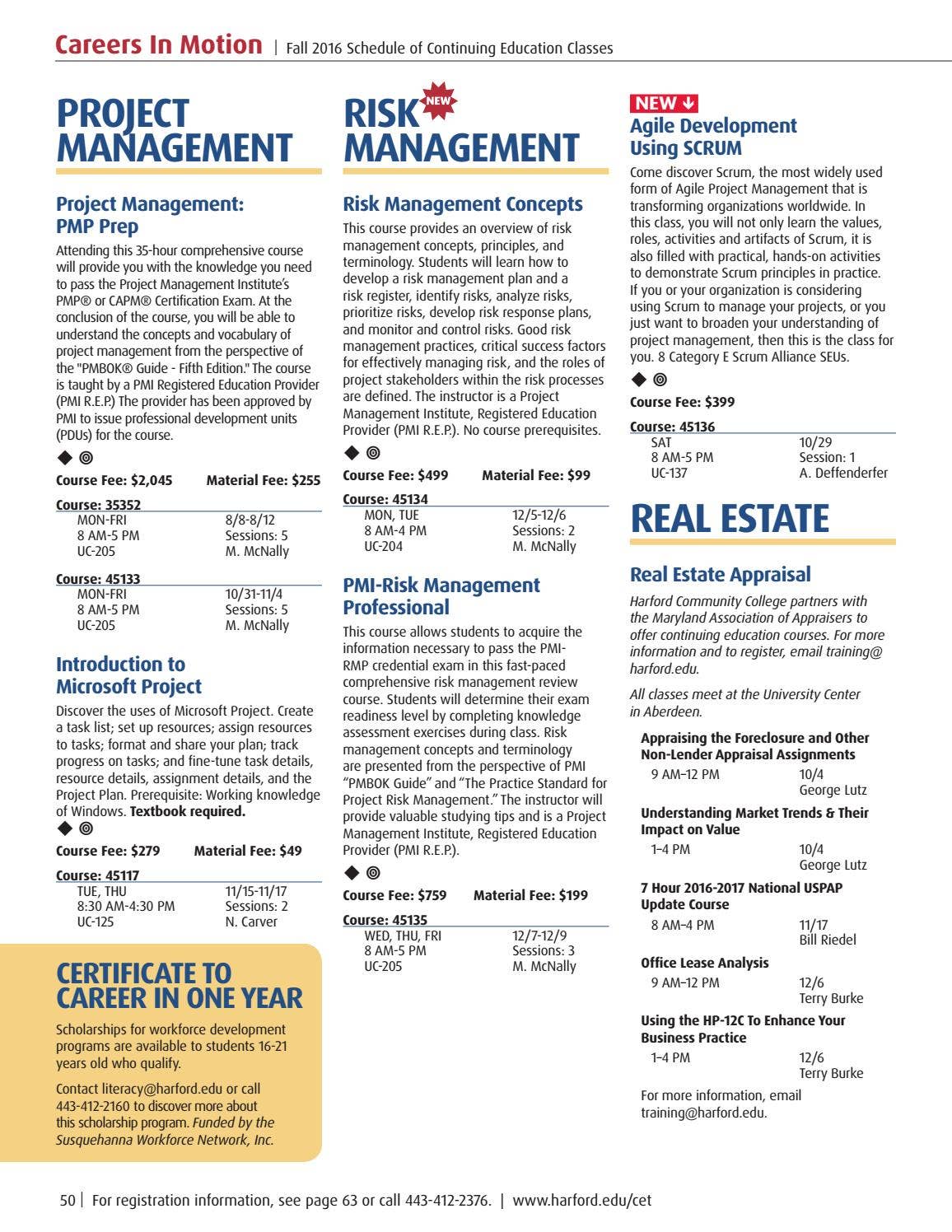 HCC CET Schedule of Classes - Fall 2016 by Harford Community College ...