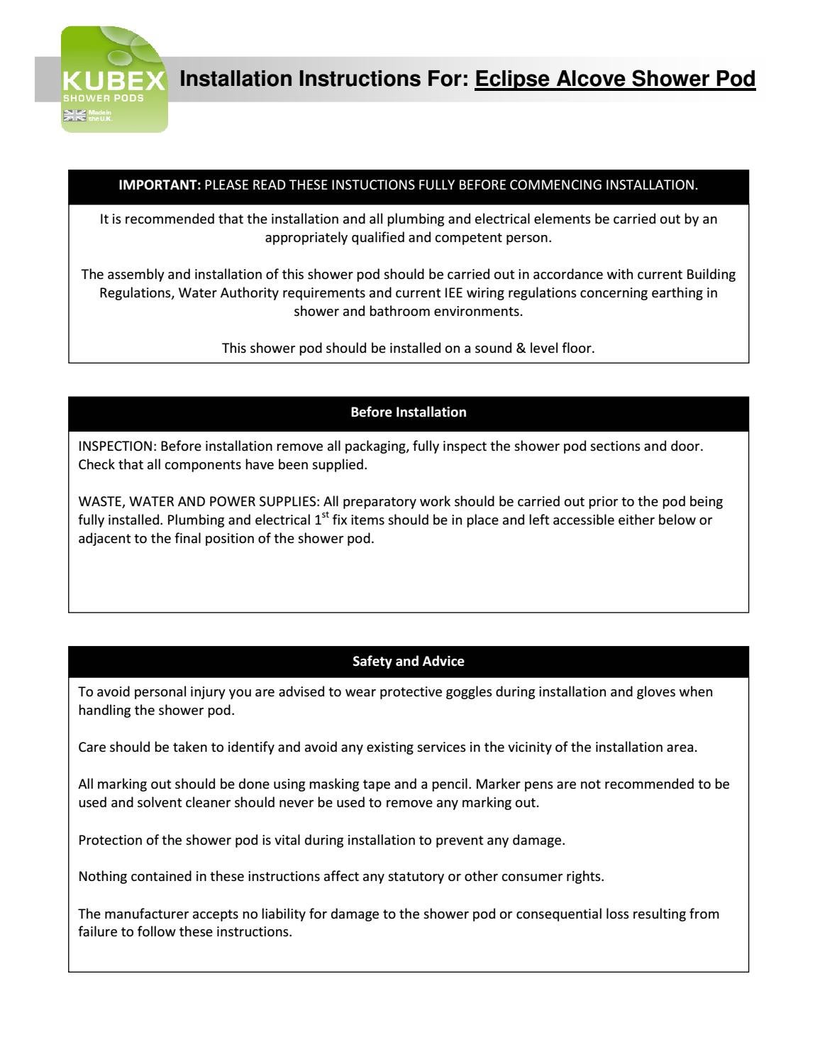 Kubex Eclipse fitting instructions by Rubberduck Bathrooms Ltd - Issuu