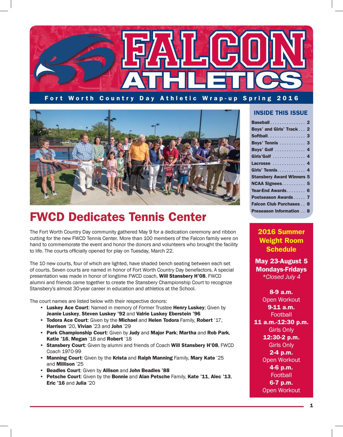 FWCD Falcon Athletics - Spring 2016 by Fort Worth Country Day - Issuu