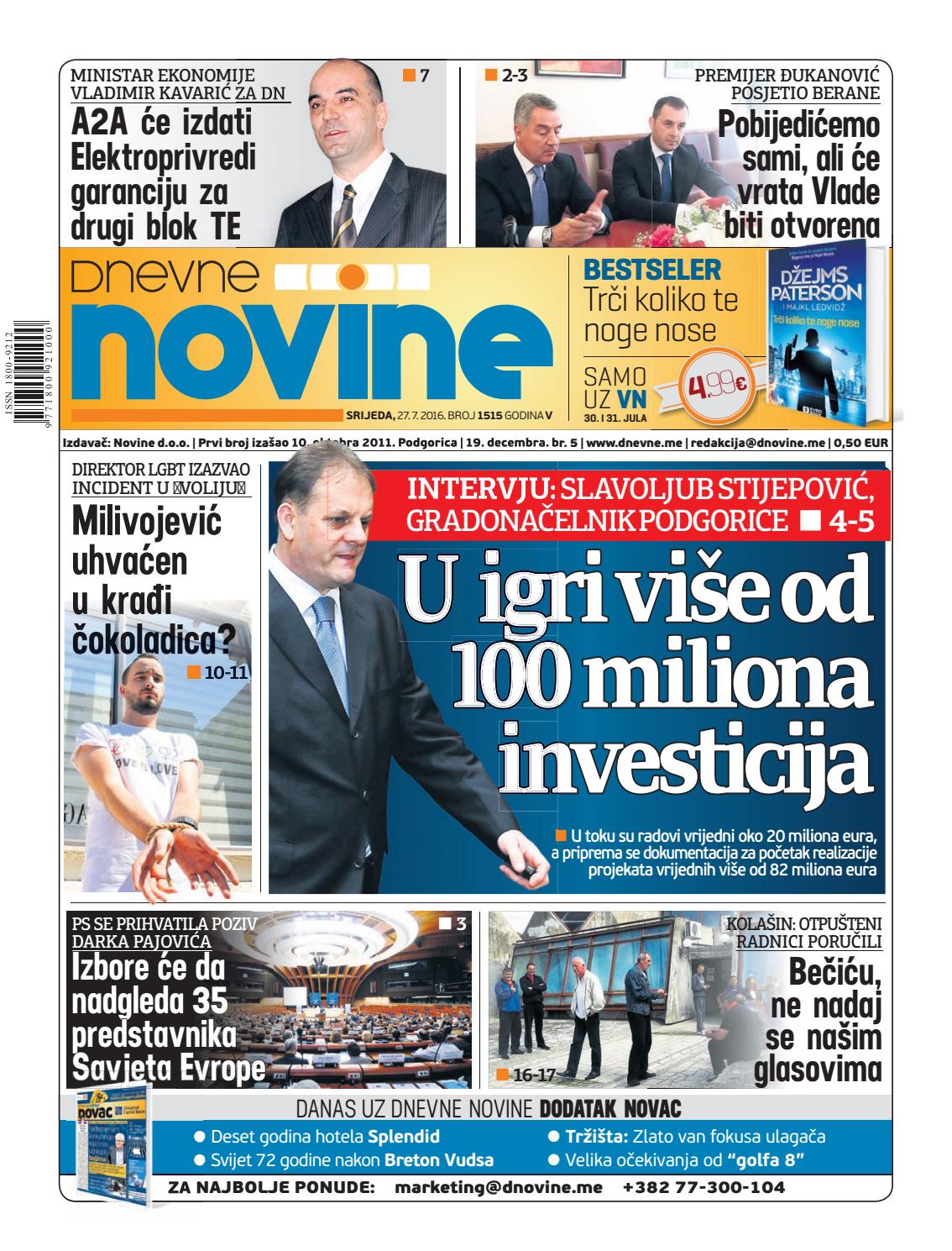 Dnevne novine 27. jul 2016. by Dnevne Novine - Issuu