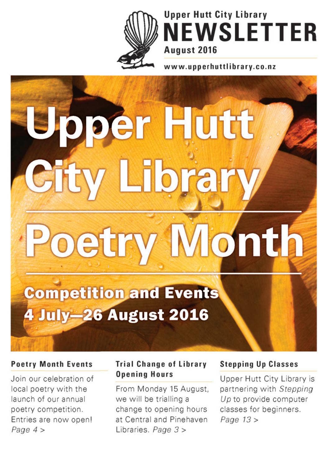 Library Newsletter August 2016 by Upper Hutt City Libraries - Issuu