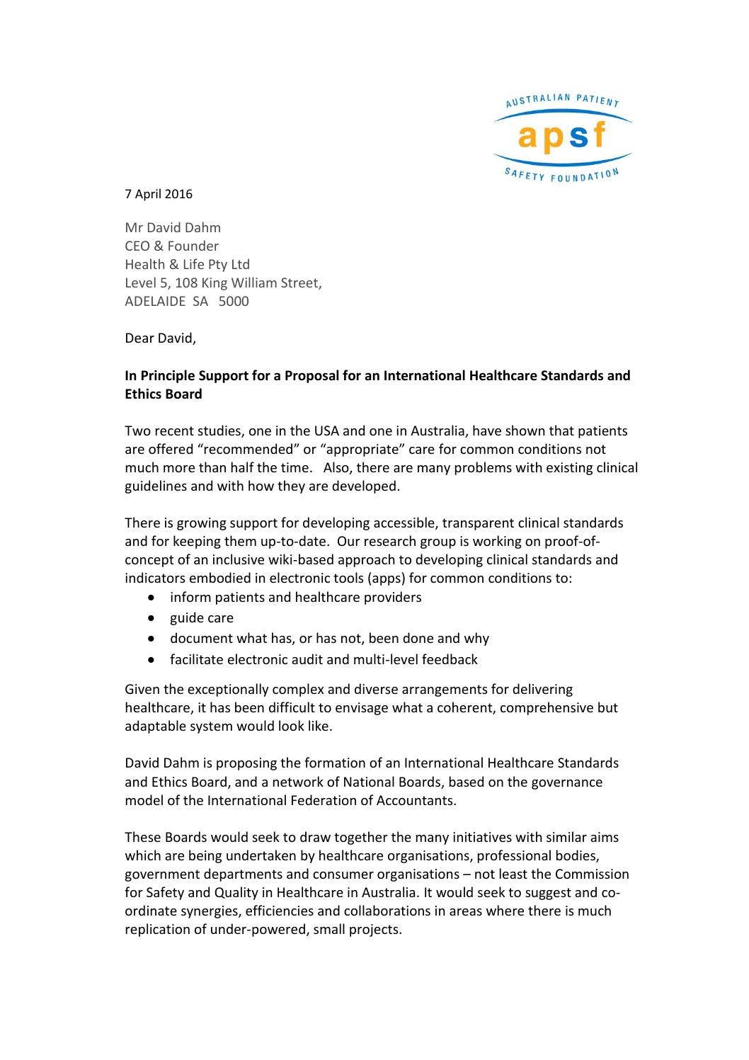 Dr W Runciman Letter of Support by Health and Life - Issuu
