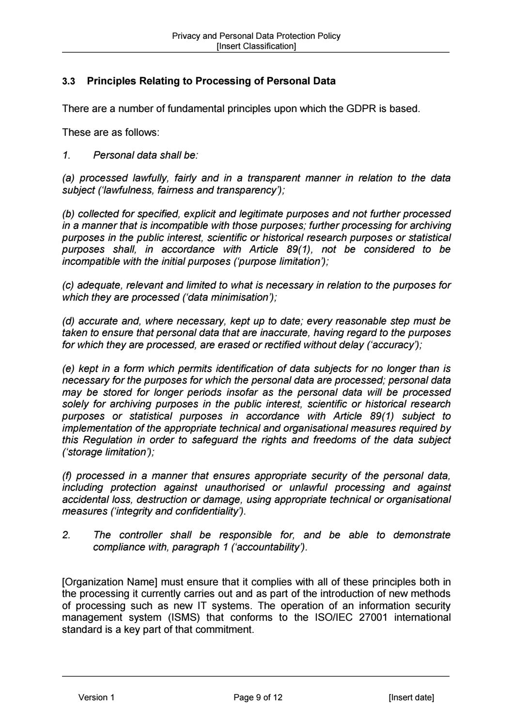 Isms doc a18 5 privacy and personal data protection policy by CertiKit ...