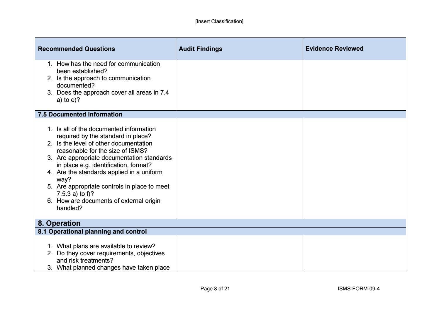 Isms form 09 4 internal audit checklist by CertiKit Limited - Issuu