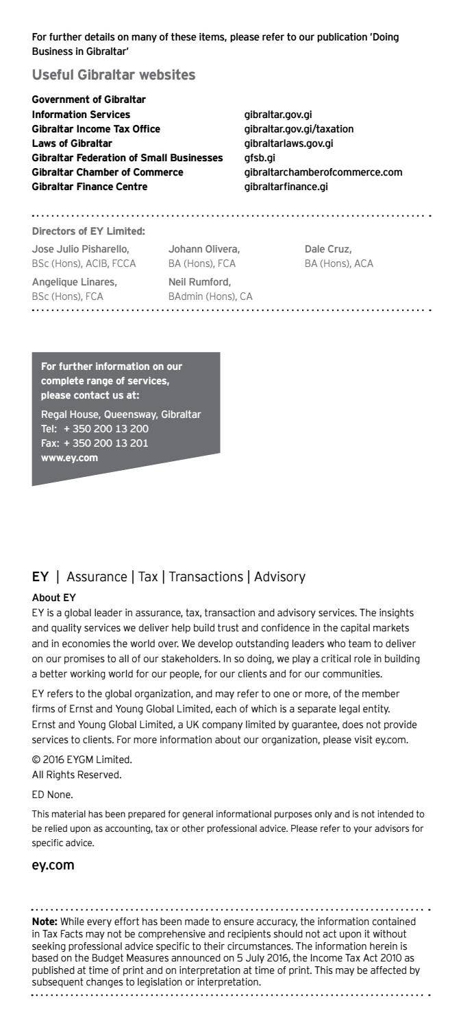 EY Gibraltar Tax Facts 2016 - 2017 by Gibraltar Finance - Issuu