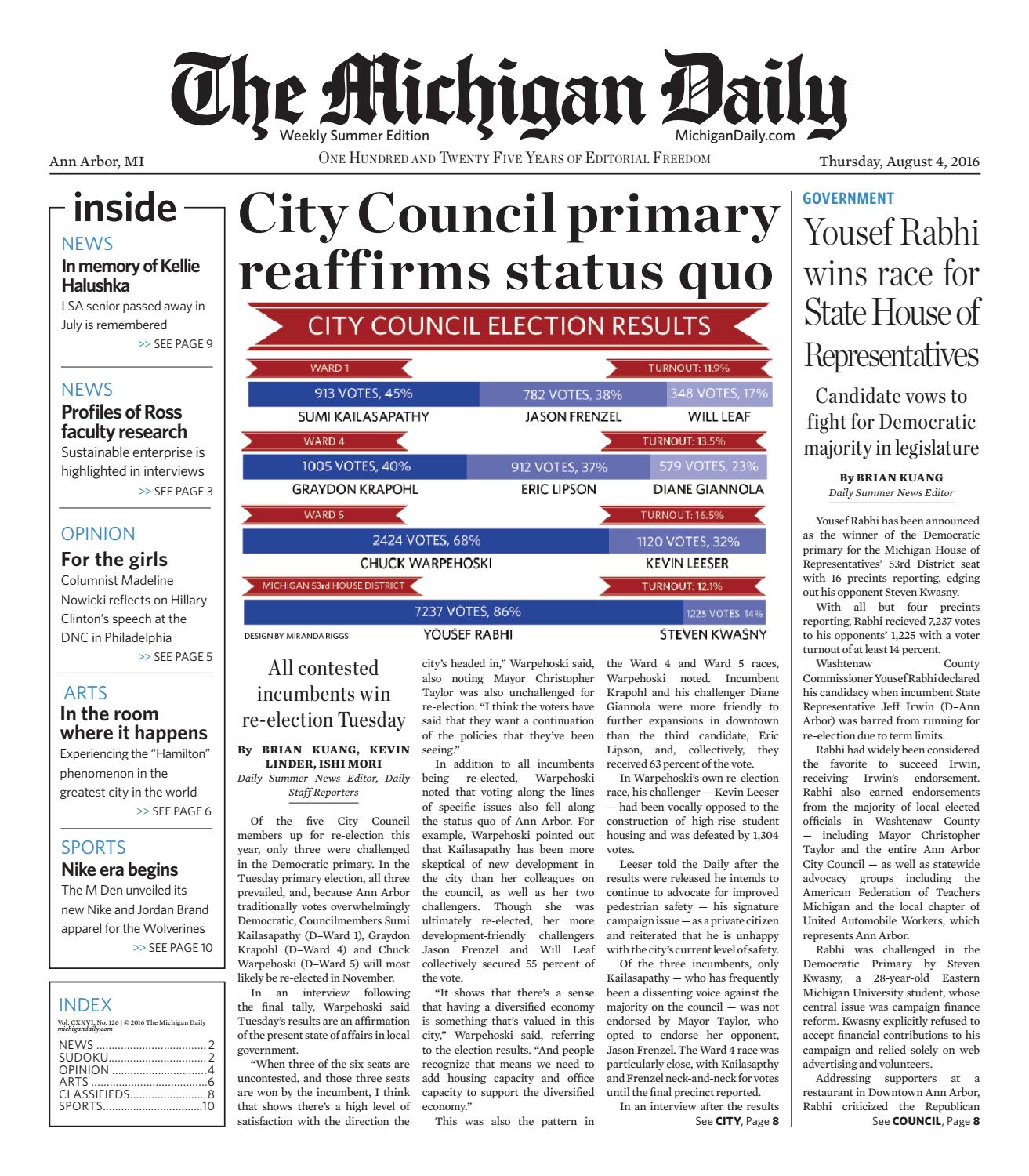 2016-08-04 by The Michigan Daily - Issuu